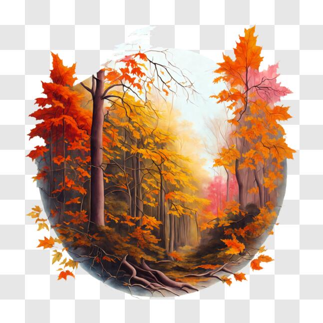 Download Autumn Forest Painting - Vibrant Colors of Fall PNGs Online ...