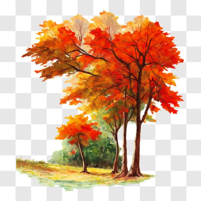 Download Vibrant Autumn Trees in a Park PNGs Online - Creative Fabrica