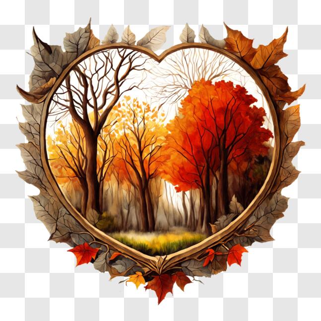 Download Autumn Beauty: Heart-shaped Frame of Fall Foliage in the ...