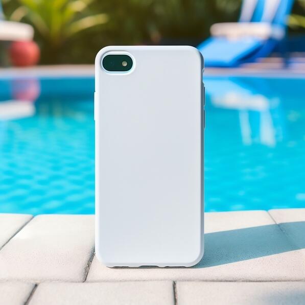 Download White Phone Case on Edge of Outdoor Swimming Pool Mockups ...