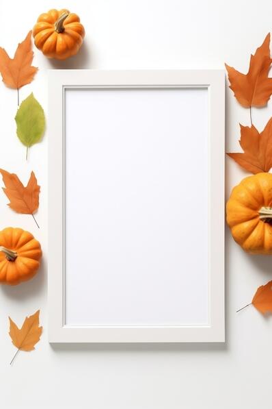 Download White Frame with Autumn Leaves and Pumpkins for Fall Season ...