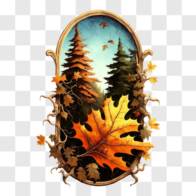 Download Maple Leaf Frame with Surrounding Trees PNGs Online - Creative ...