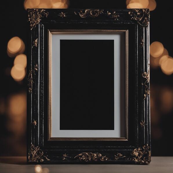 Download Ornate Black Frame Displayed on Gold Candlesticks Mockups ...