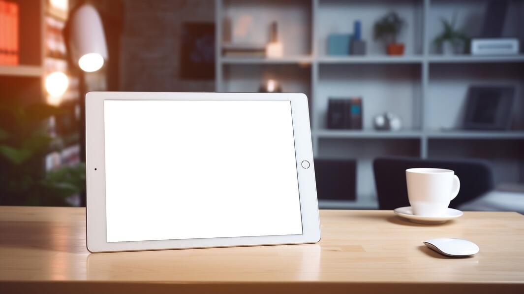 Download iPad on Wooden Table with Coffee Cup Mockups Online - Creative ...