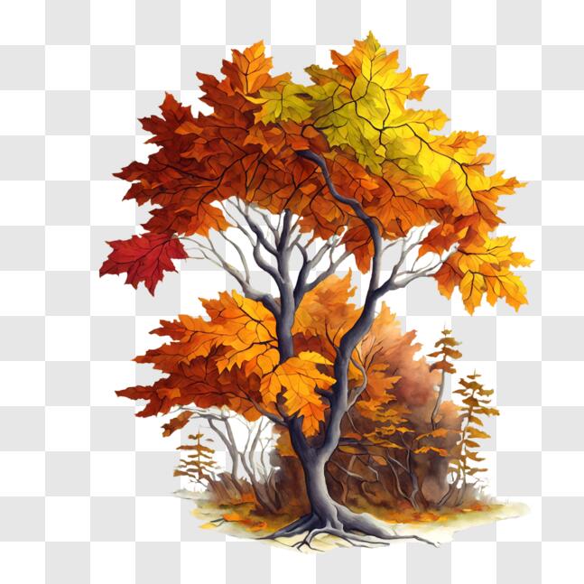 Download Colorful Autumn Tree with Surrounding Trees PNGs Online ...