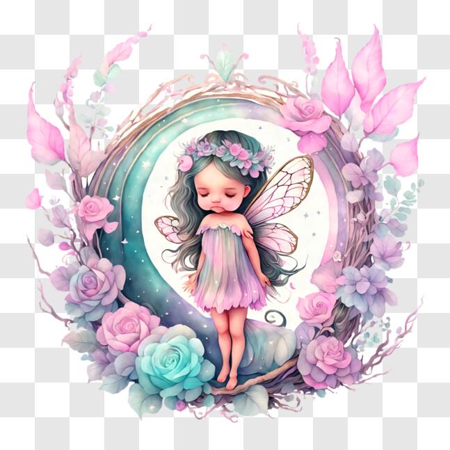 Download Ornate Frame with Fairy and Flowers PNGs Online - Creative Fabrica