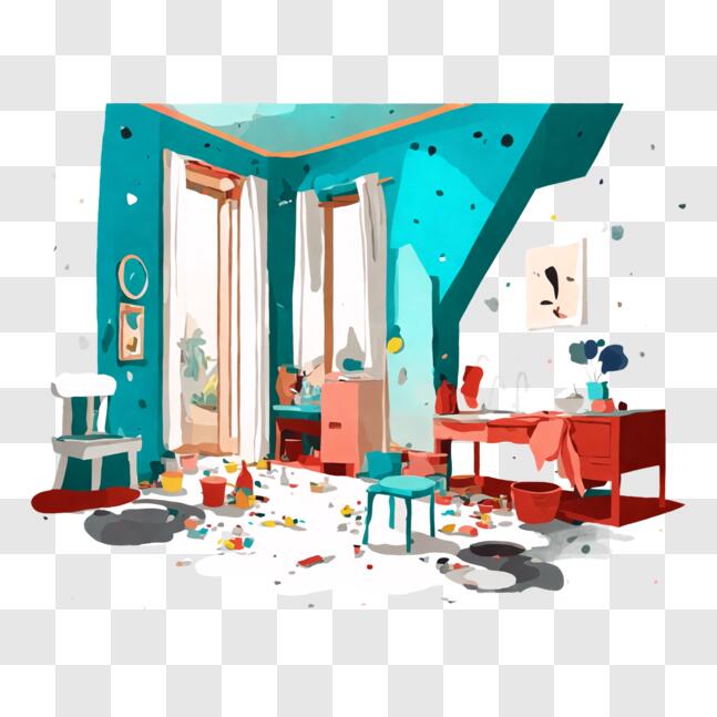 Download Messy Room with Scattered Objects PNGs Online - Creative Fabrica