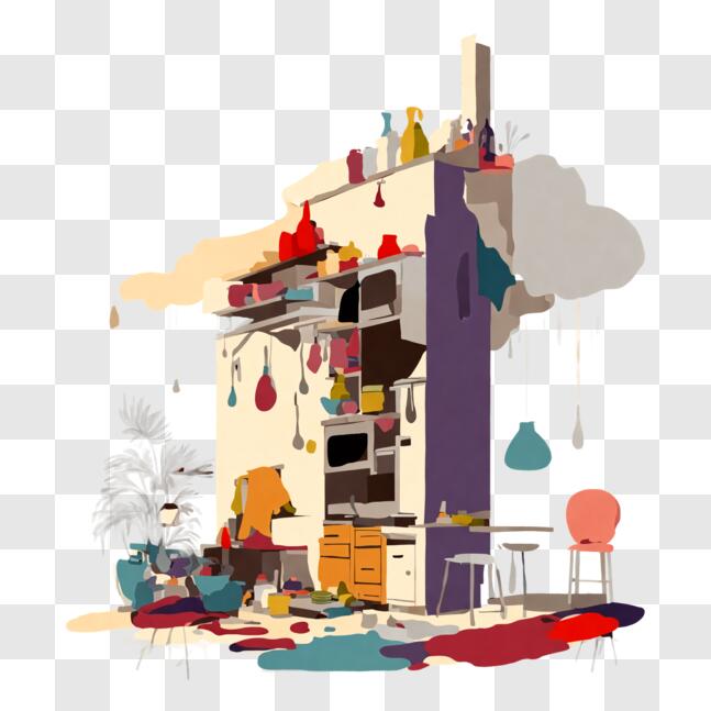 Download Messy House Interior with Scattered Objects PNGs Online ...