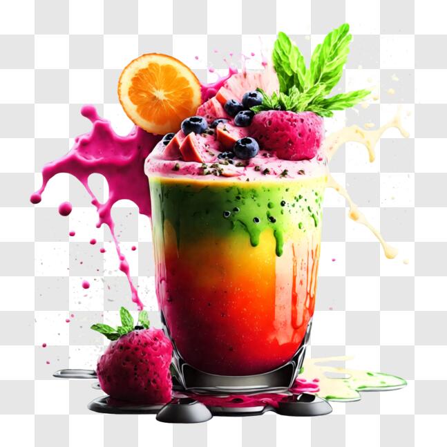 Download Colorful Smoothie with Strawberries, Raspberries, and Bananas ...