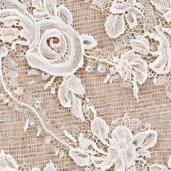 Download White Lace Fabric with Floral Designs and Pearls Patterns ...