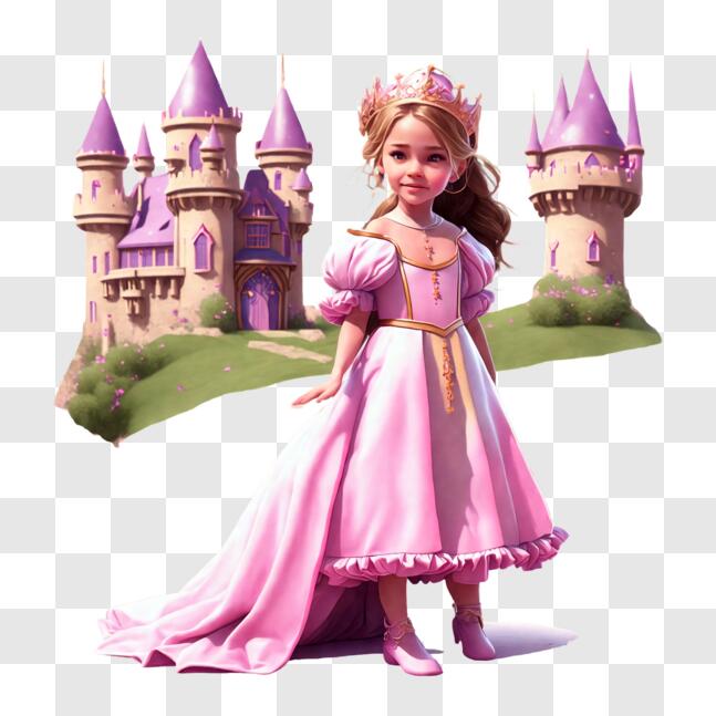 Download Young Girl in Princess Dress in front of an Elaborate Castle ...