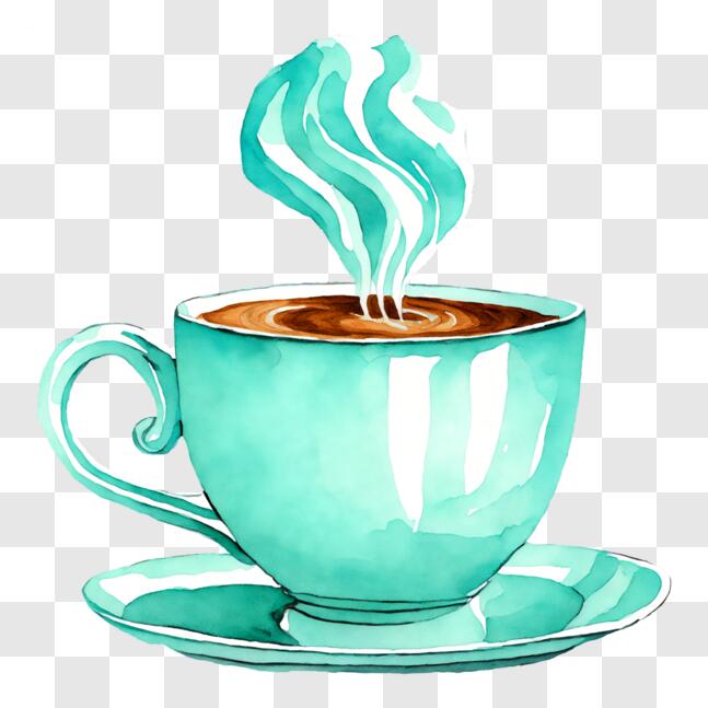 Download Teal Coffee Cup with Steam Rising PNGs Online - Creative Fabrica