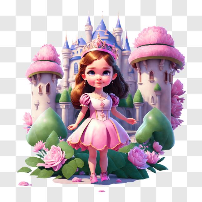 Download Cartoon Princess in Pink Dress with Roses PNGs Online ...