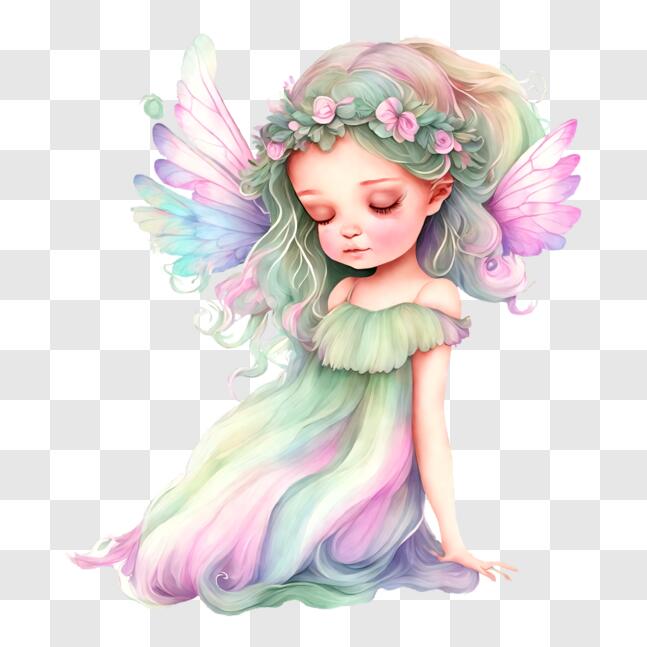 Download Cute Little Girl with Colorful Wings PNGs Online - Creative ...