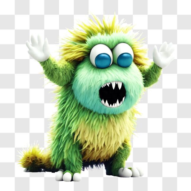 Download Green Monster with Blue Eyes and Raised Hands PNGs Online ...