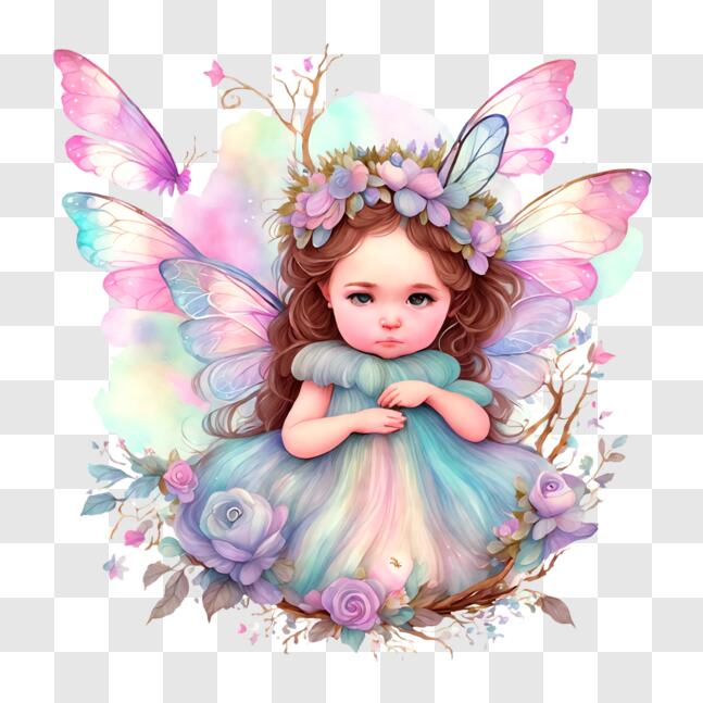 Download Cute Little Girl Surrounded by Flowers and Butterflies PNGs ...