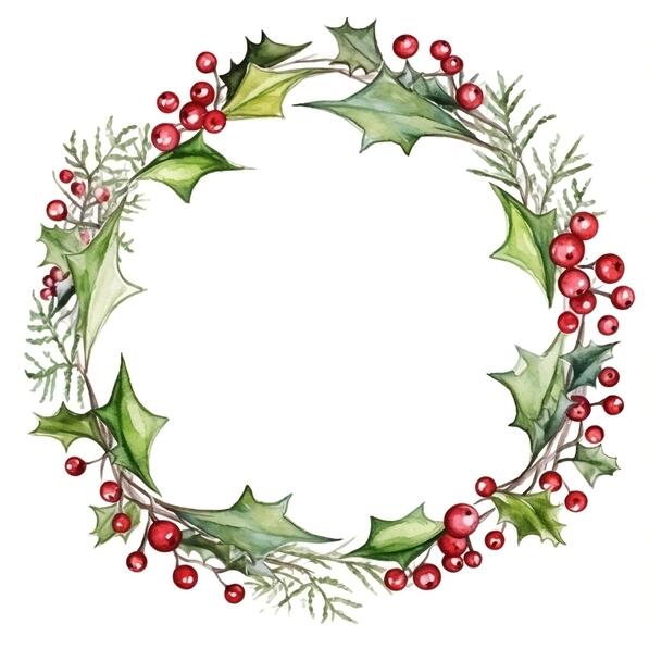 Download Watercolor Holly Wreath for Holiday Decorations Backgrounds ...