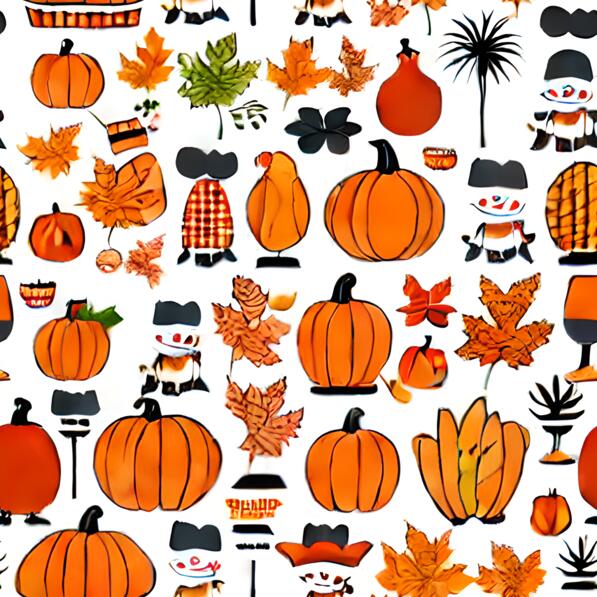 Download Fall Themed Seamless Pattern with Pumpkins and Snowmen ...