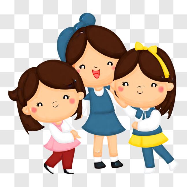 Download Three Young Girls Smiling and Holding Hands PNGs Online ...