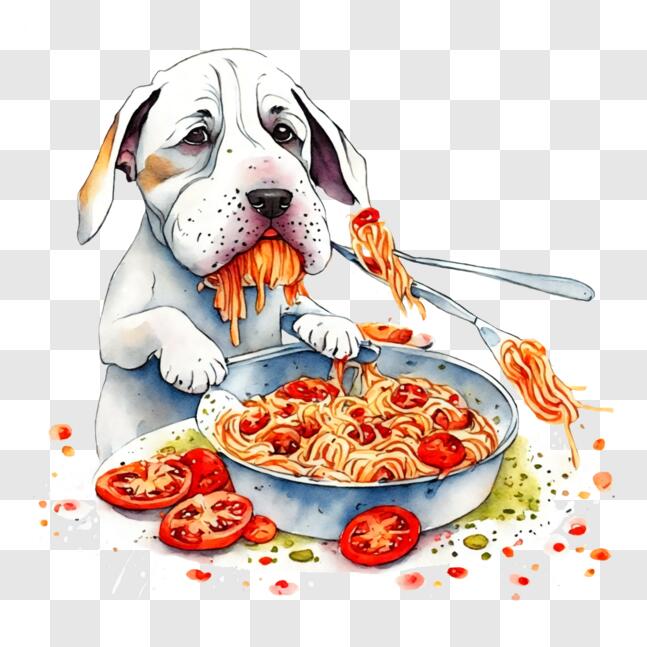 Download Dog Eating Spaghetti with Forks and Spoons PNGs Online ...