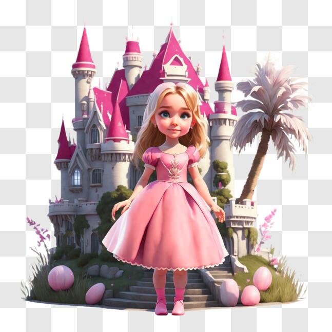Download Cartoon Princess with Castle and Palm Trees PNGs Online ...
