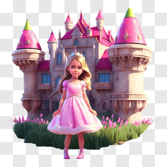 Download Cartoon Princess in Front of an Imaginary Castle PNGs Online ...