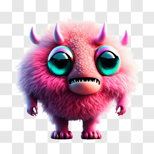 Download Pink Monster with Big Eyes and Large Horns PNGs Online ...