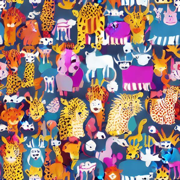 Download Colorful Animal Pattern with Giraffes, Zebras, Antelopes ...