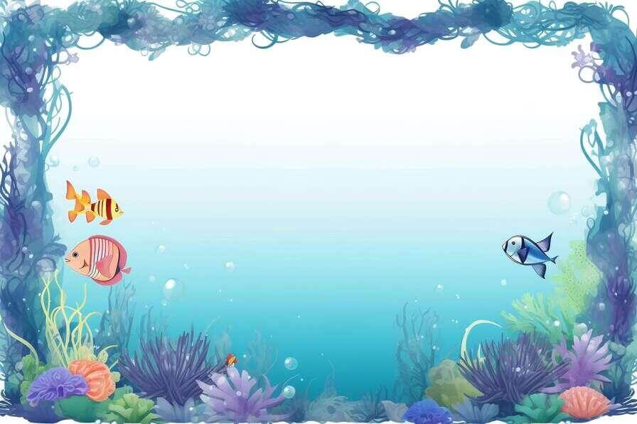 Download Colorful Underwater Frame with Fish and Corals Backgrounds ...
