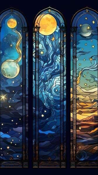 Download Stained Glass Windows with Night Sky and Constellations ...