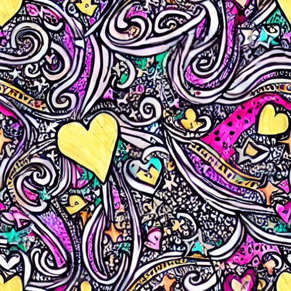 Download Colorful Doodle Background with Swirls, Hearts, and Stars ...