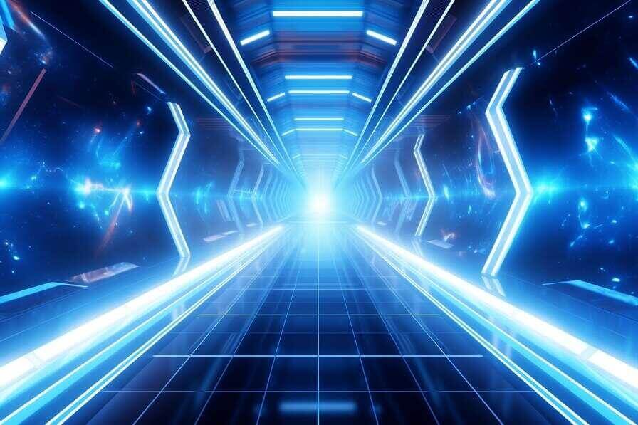 Download Futuristic Tunnel with Blue Lights Backgrounds Online ...