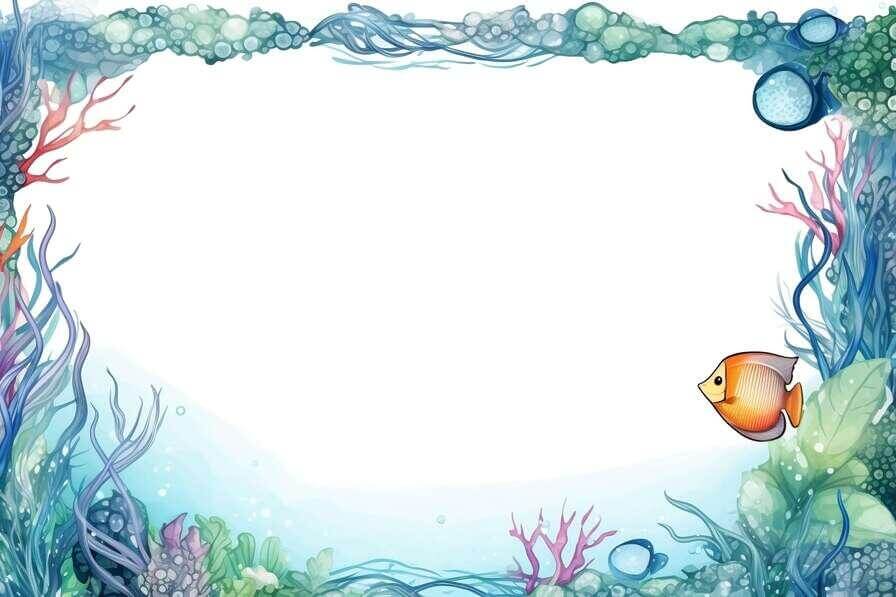 Download Colorful Underwater Frame with Fish, Corals, and Plants ...