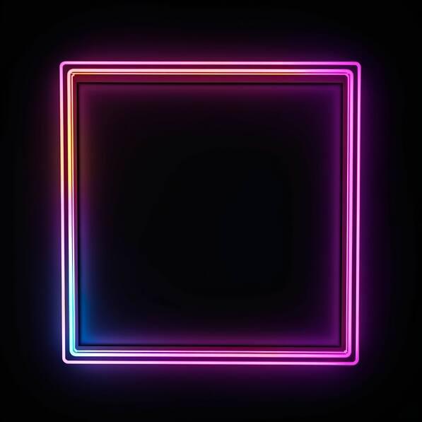 Download Neon Square Frame on Black Background with Colorful Neon ...