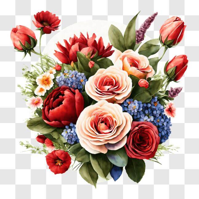 Download Colorful Flower Bouquet in Upside-Down Vase PNGs Online ...