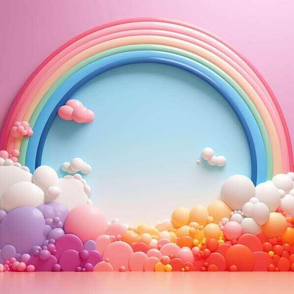 Download Colorful 3D Rainbow Frame with Bubbles Backgrounds Online ...