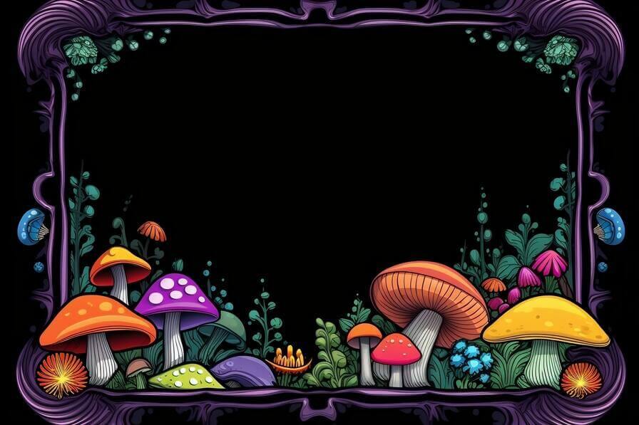 Download Colorful Mushroom and Flower Frame Backgrounds Online ...