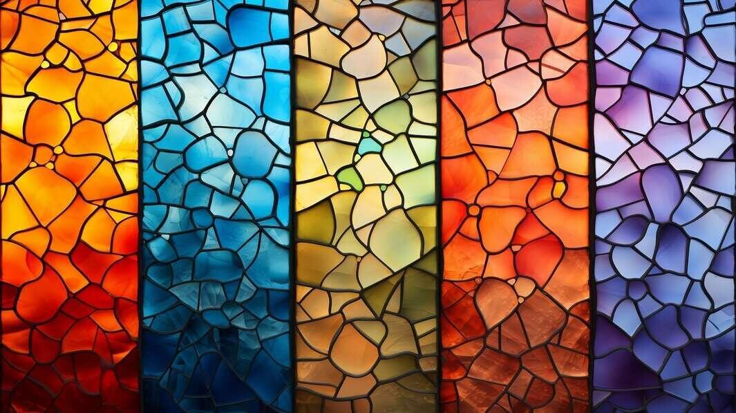 Download Colorful Stained Glass Windows with Intricate Patterns Backgrounds Online - Creative ...
