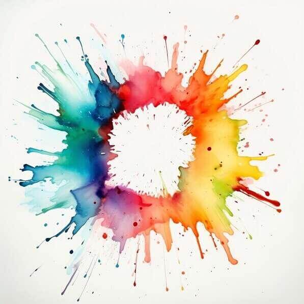 Download Colorful Watercolor Circle Splatter on White Background ...