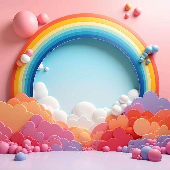 Download Eye-catching 3D Rendered Rainbow and Balloons Background ...