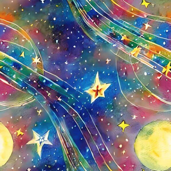 Download Colorful Space Painting with Stars, Planets, and Clouds ...