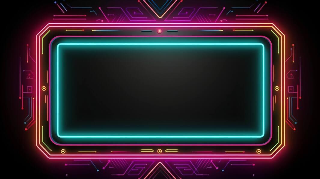 Download Neon Retro Television Frame with Colorful Lights Backgrounds ...
