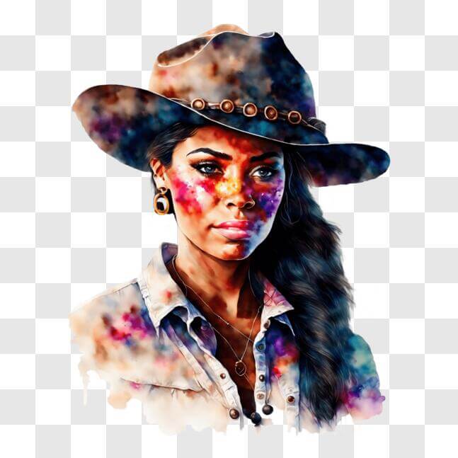 Download Woman with Cowboy Hat and Colorful Face Paint PNGs Online ...