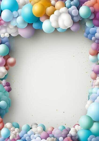 Download Colorful Balloons Frame on White Background Backgrounds Online ...