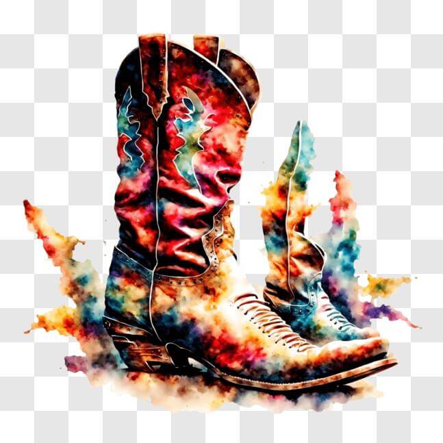 Download Colorful Western Cowboy Boot with Watercolors PNGs Online ...