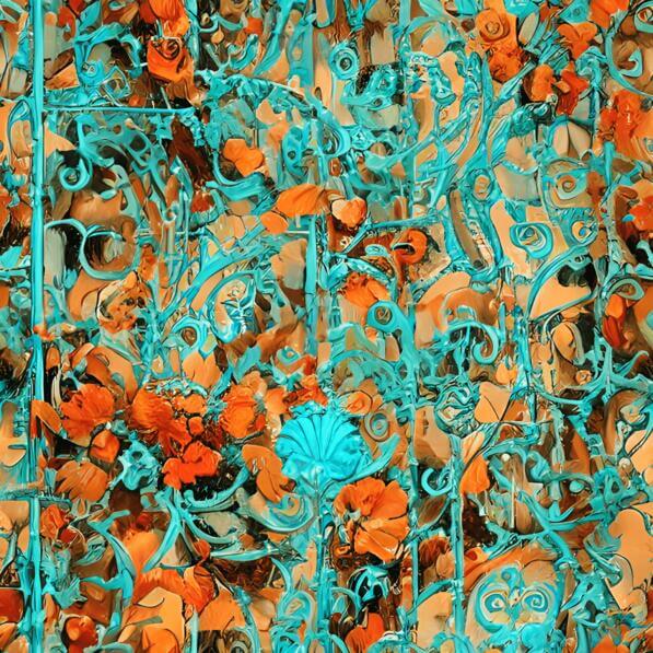 Descarga Patrón floral azul y naranja en una reja de hierro Patrones En ...