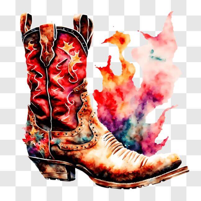 Download Colorful Painted Cowboy Boot on Fire PNGs Online - Creative ...