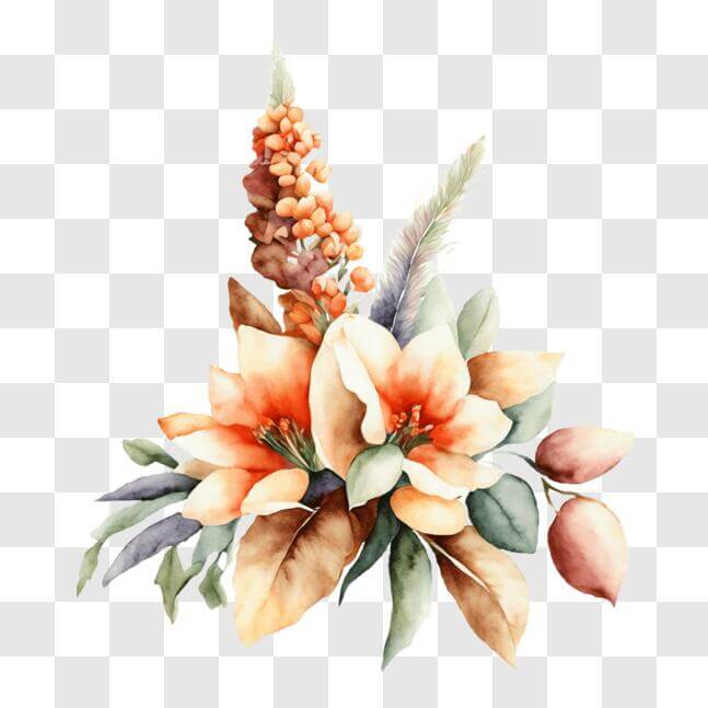 Download Orange and Yellow Flowers Watercolor Painting PNGs Online ...