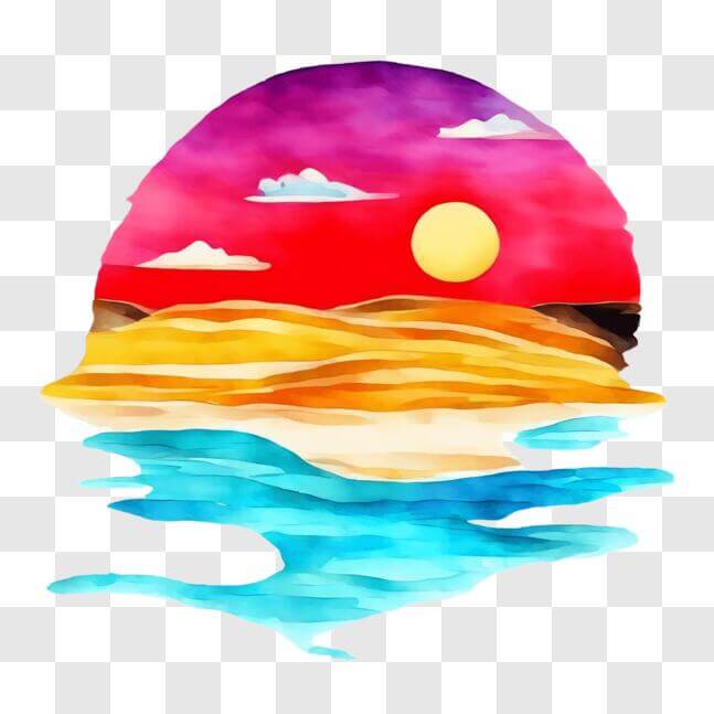 Download Sunset Watercolor Painting for Art, Posters, and Stickers PNGs ...