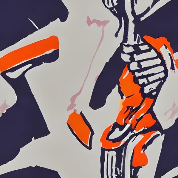 Download Abstract Painting of Skeleton in Orange, Black, and White ...